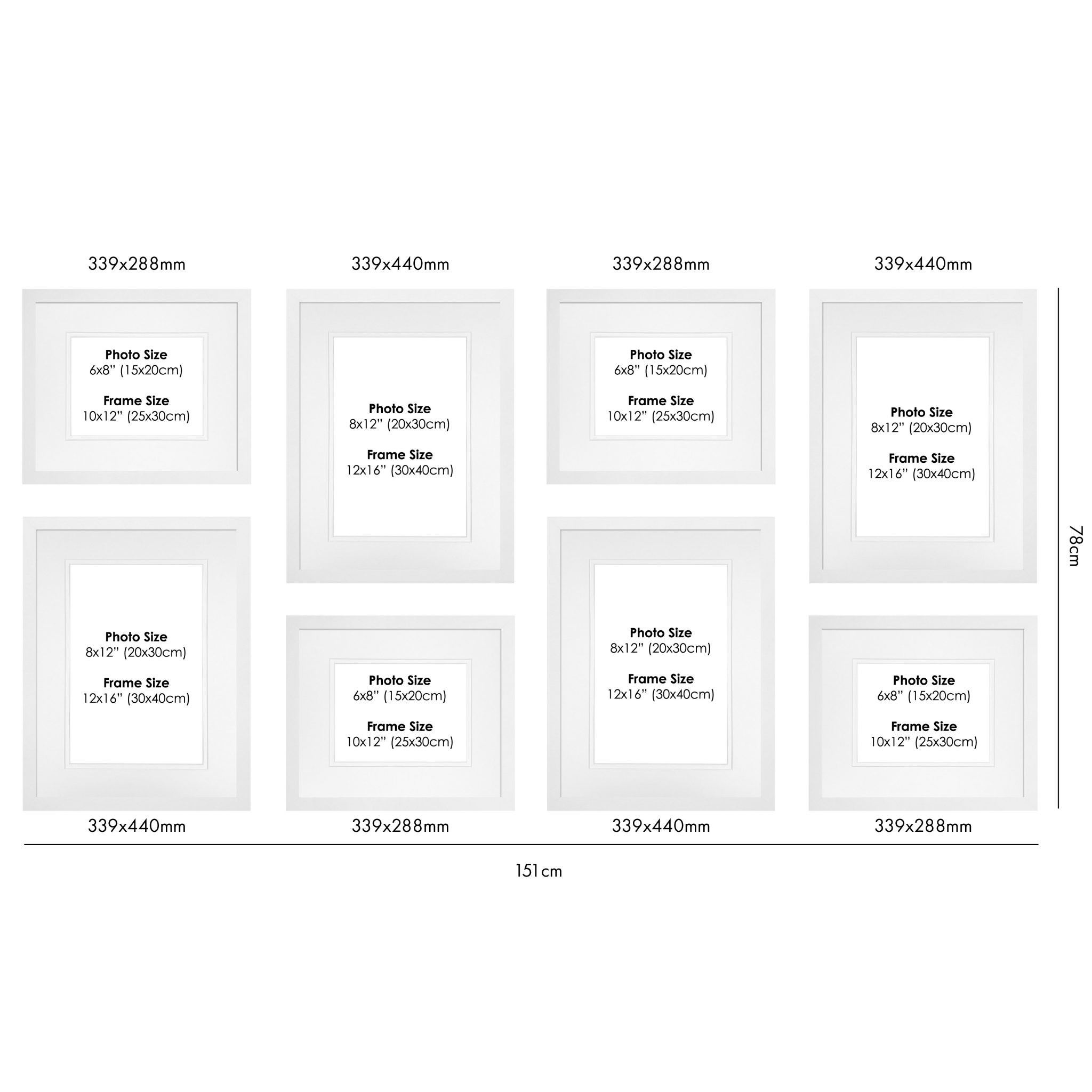 Deluxe Gallery Wall Frame - Set E (8 Frames)